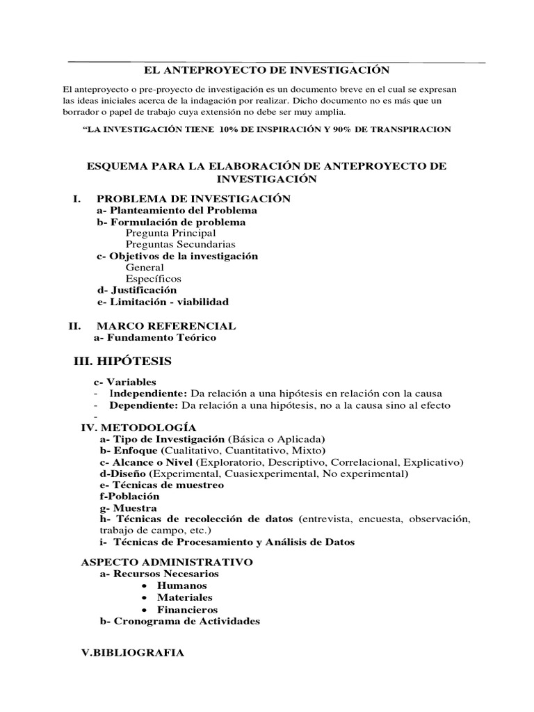 Anteproyecto de Investigación | PDF | Metodología de encuesta | Hipótesis