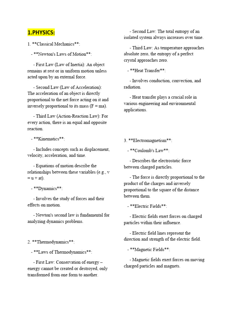 GENERAL KNOWLEDGE in SCIENCE (NAT REVIEWER) | Download Free PDF | Force ...