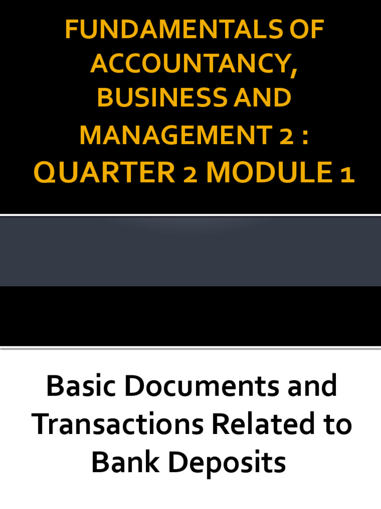 Fabm2 Quarter 2 Module 1 | PDF | Cheque | Deposit Account