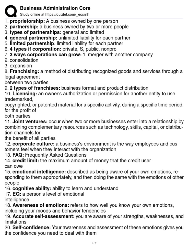Business Administration Core Terms | PDF | Loans | Credit