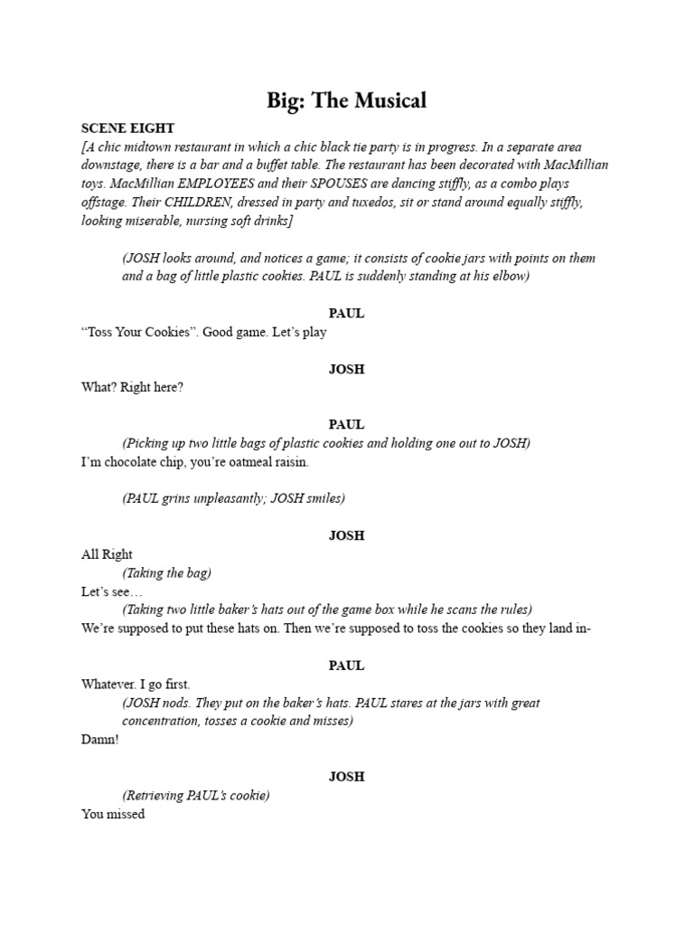 Big - The Musical - Fight Scene | PDF