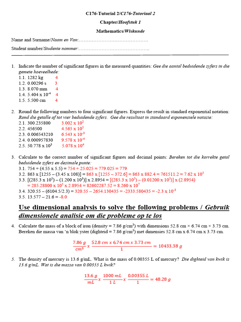 Tutorial 3 Tutoriaal 3 - Memo | Download Free PDF | Significant Figures | Pascal (Unit)