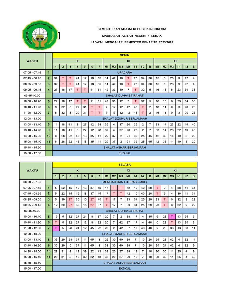 Jadwal Revisi April 2024 | PDF