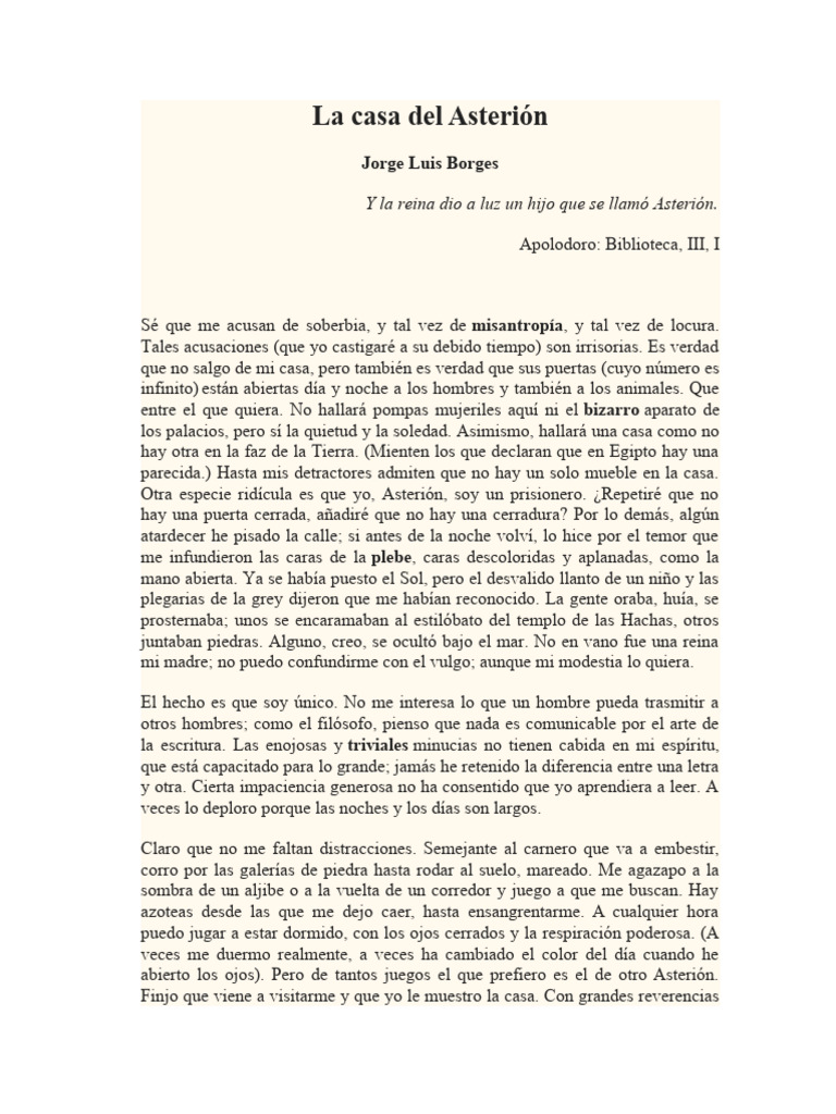 La Soledad de Asterión | PDF | Minotauro | Teseo