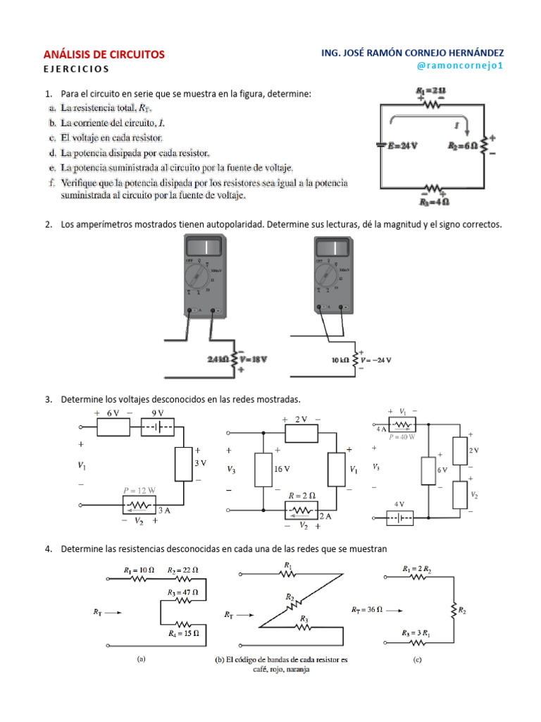 ANÁLISIS DE CIRCUITOS - EJERCICIOS - jrch-fusionado | PDF | Resistor | Resistencia Eléctrica y ...