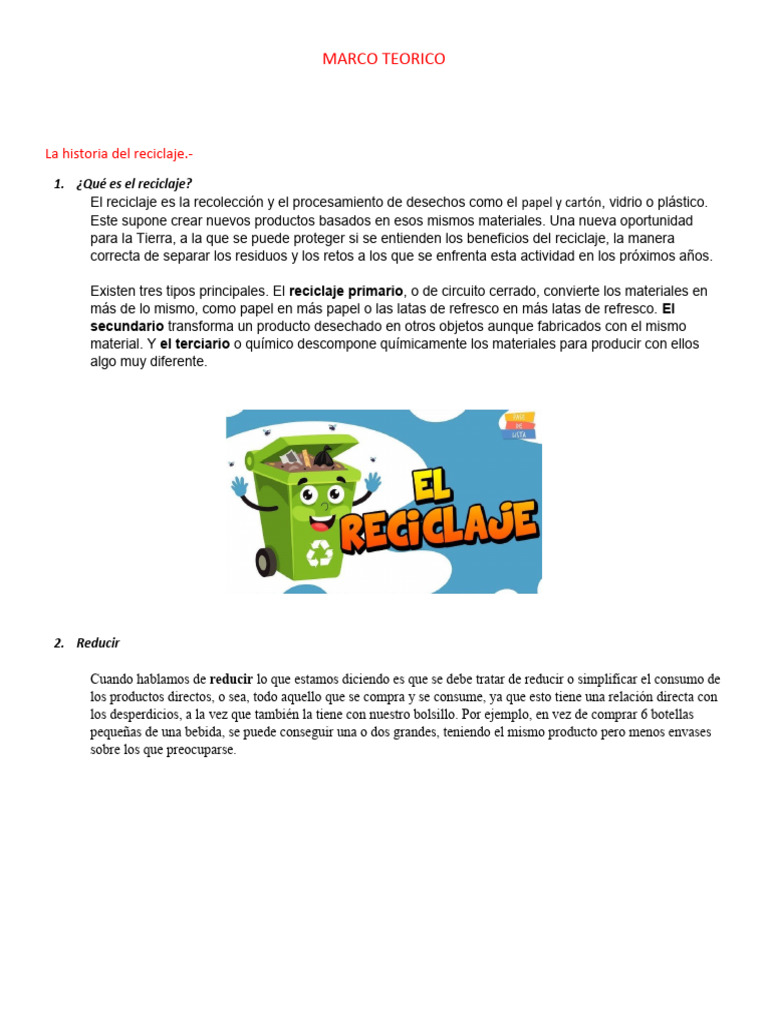 Marco Teorico | PDF | Residuos | Reciclaje