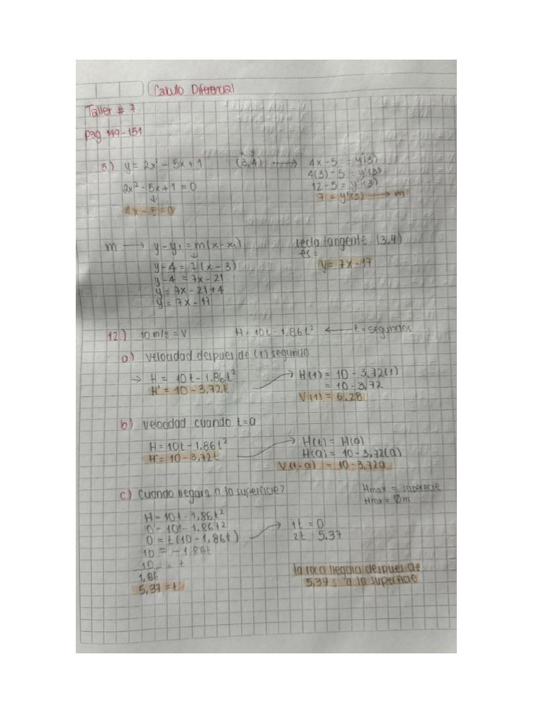 Taller #7 Calculo Dif | PDF