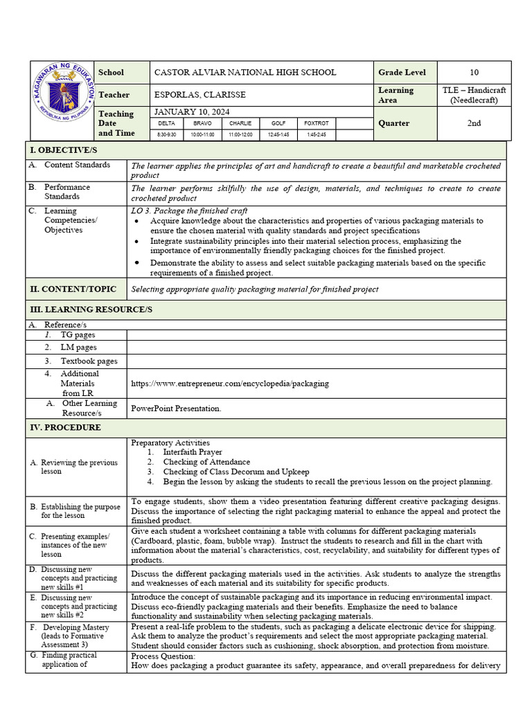 Tle - Jan 10 2024 | PDF | Learning | Cognition