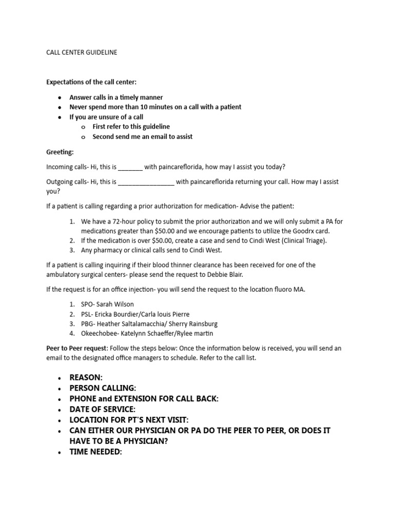 Call Center Guidelines 2024 | PDF | Physician | Pharmacy