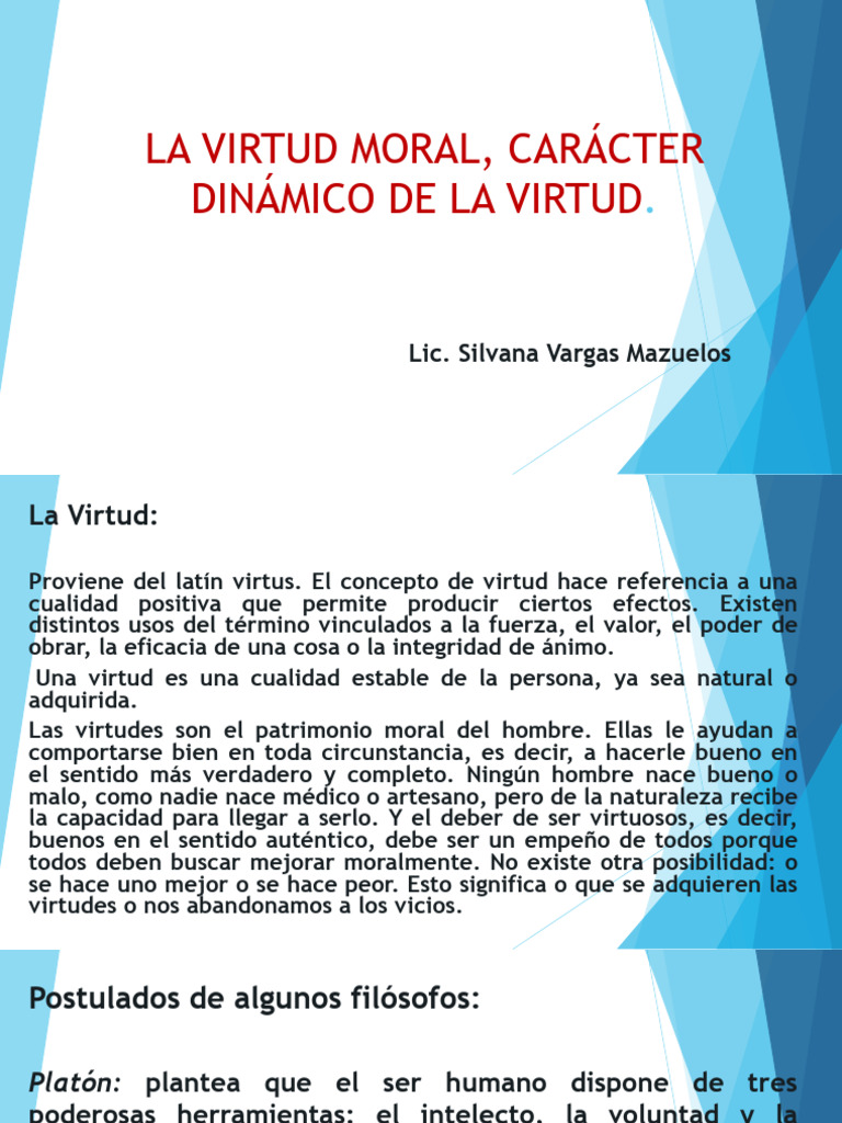 La Virtud Moral, Carácter Dinámico de La Virtud | PDF | Virtud | Moralidad