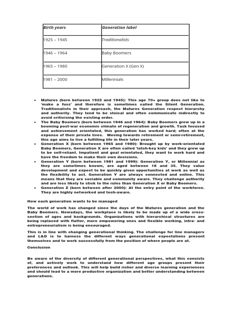Generation Differences | PDF | Critical Thinking | Creativity