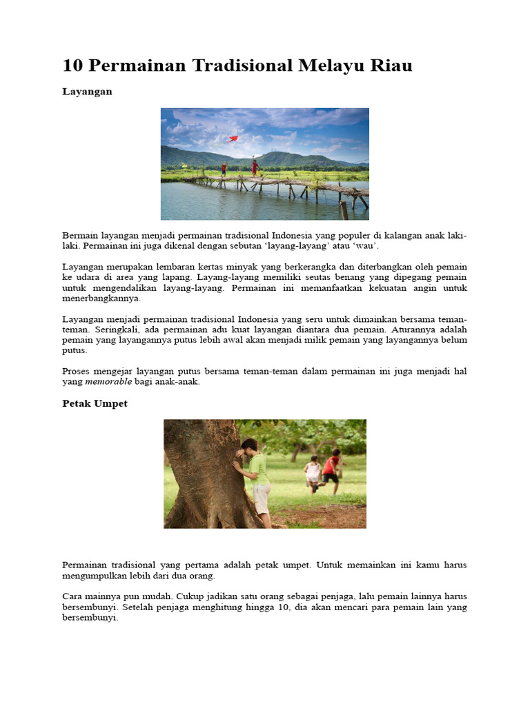 10 Permainan Tradisional Melayu Riau | PDF