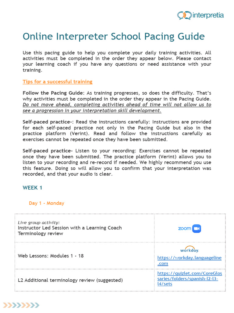 Interpretia Pacing Guide | PDF