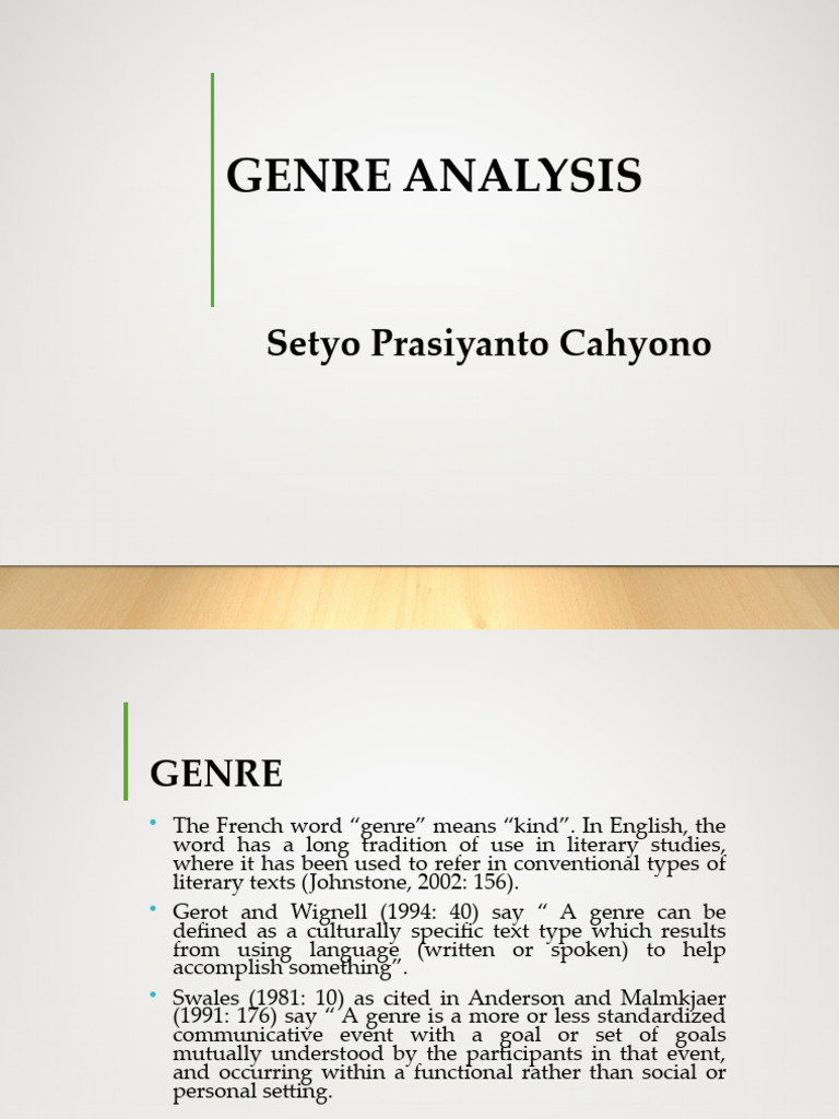 Genre Analysis | PDF | Genre | Grammatical Tense