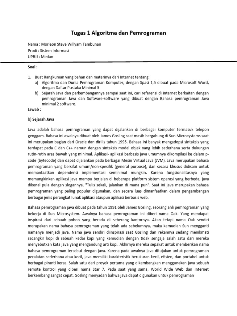 Tugas 1 Algoritma Dan Pemrograman | PDF