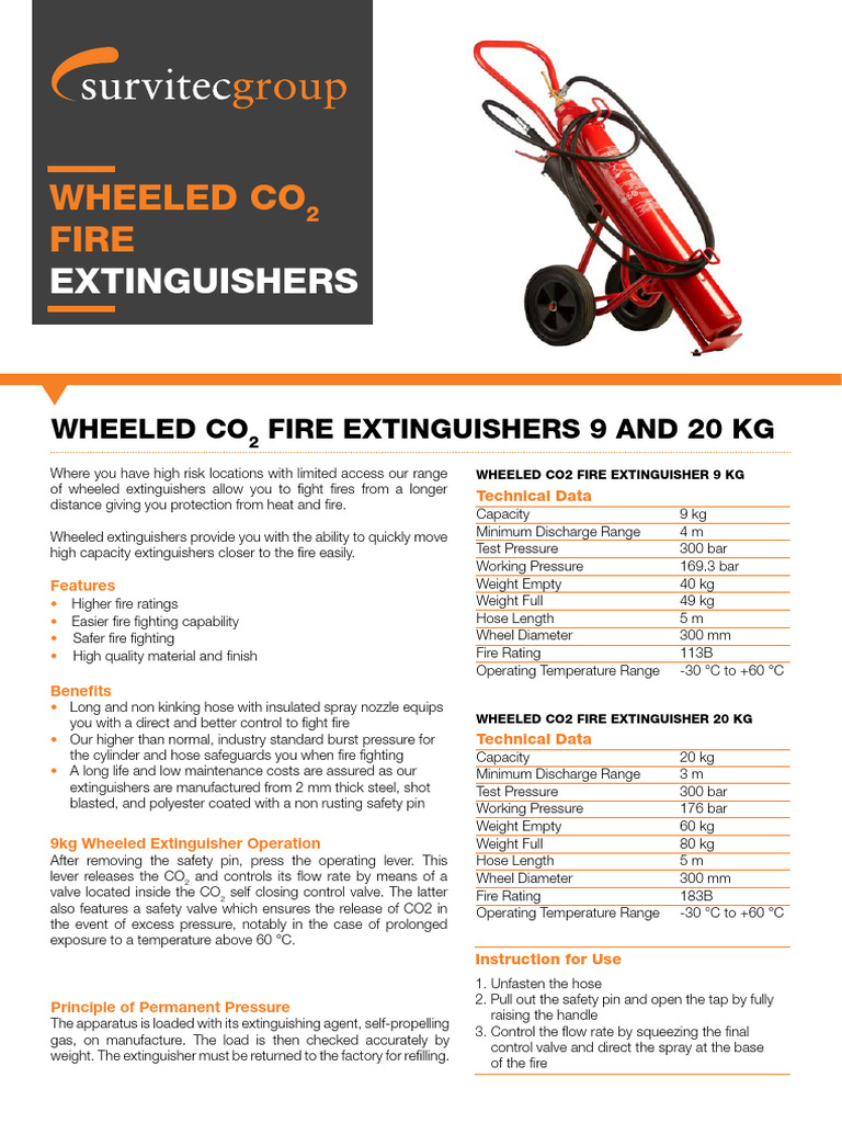 SG Wheeled Co2 Fire Extinguishers Datasheet | PDF | Firefighting ...