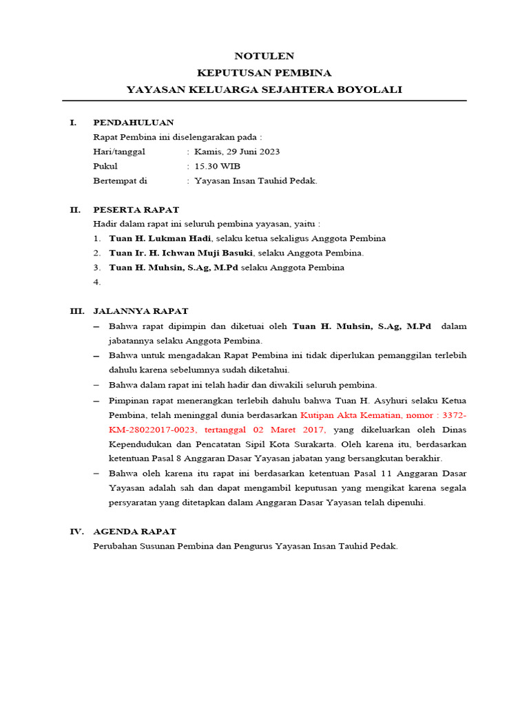 Contoh Notulen Rapat Pembina | PDF | Politik | Agama & Spiritualitas