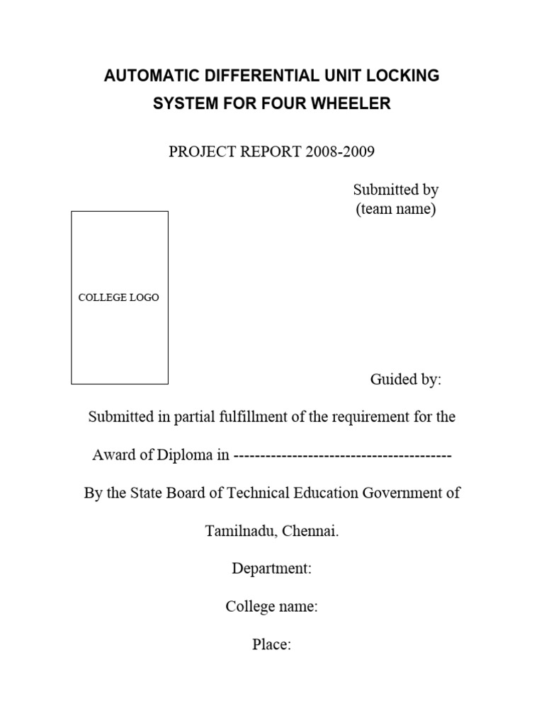 Automatic Differential Unit Locking System For Four Wheeler | PDF ...