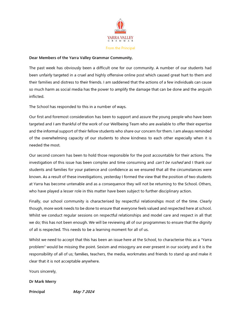Message From The Principal | Download Free PDF | Social Psychology