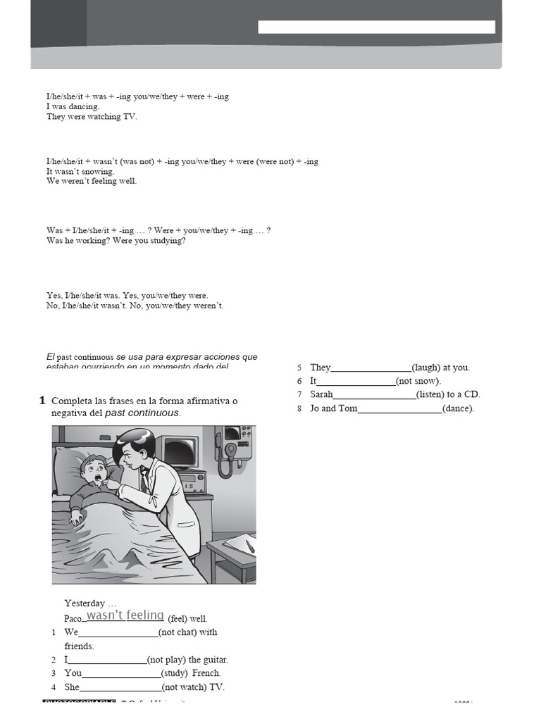 PAST PROGRESSIVE EXERCISES | PDF