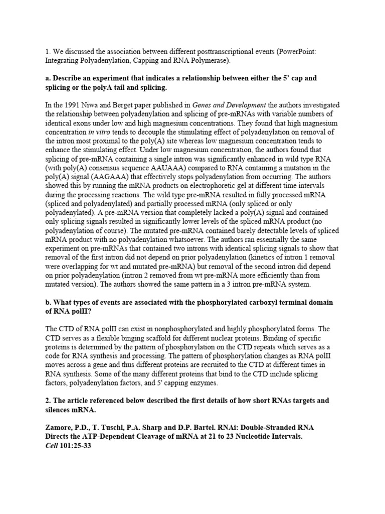 497 Exam 3 | PDF | Messenger Rna | Rna
