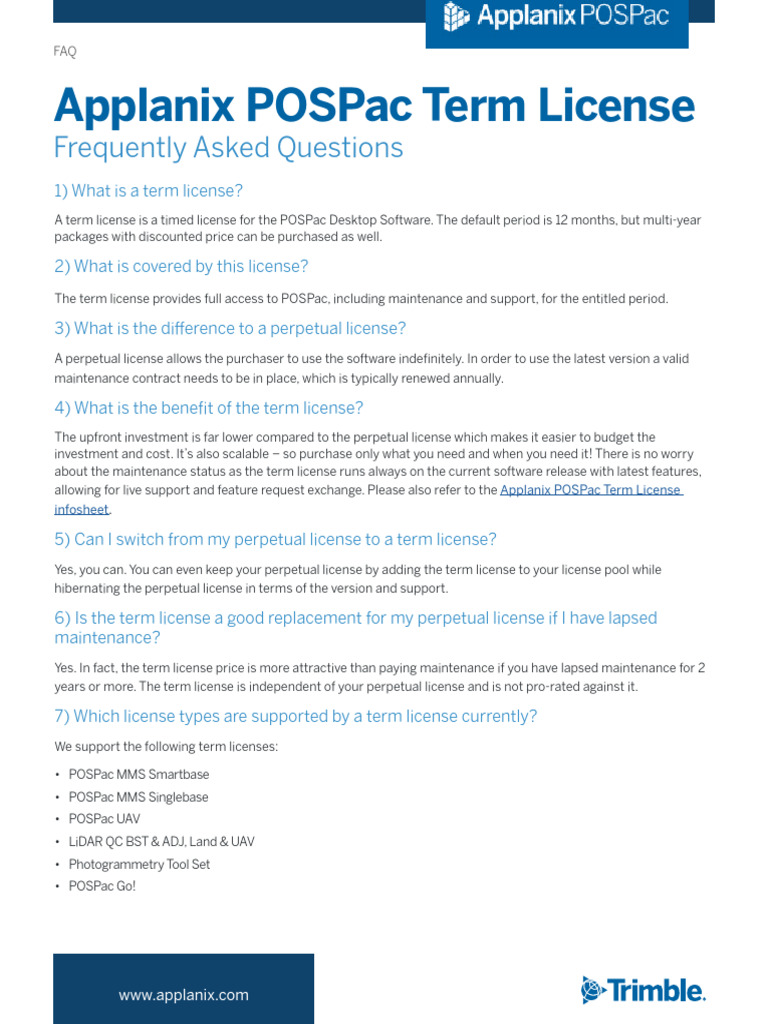 FAQs - Applanix POSPac Term License | PDF | License | Computing