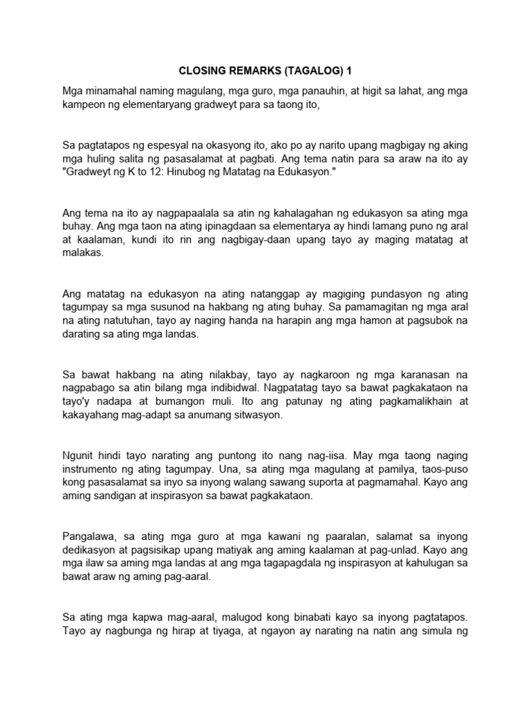 Closing Remarks | PDF