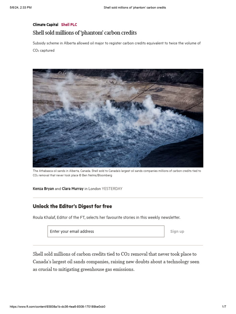 Shell sold millions of ‘phantom’ carbon credits | PDF | Oil Sands ...