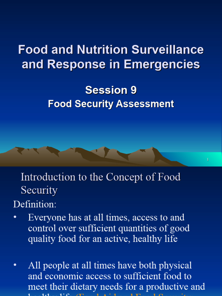 Session 9 - Food Security Assessment | PDF | Food Security | Economies