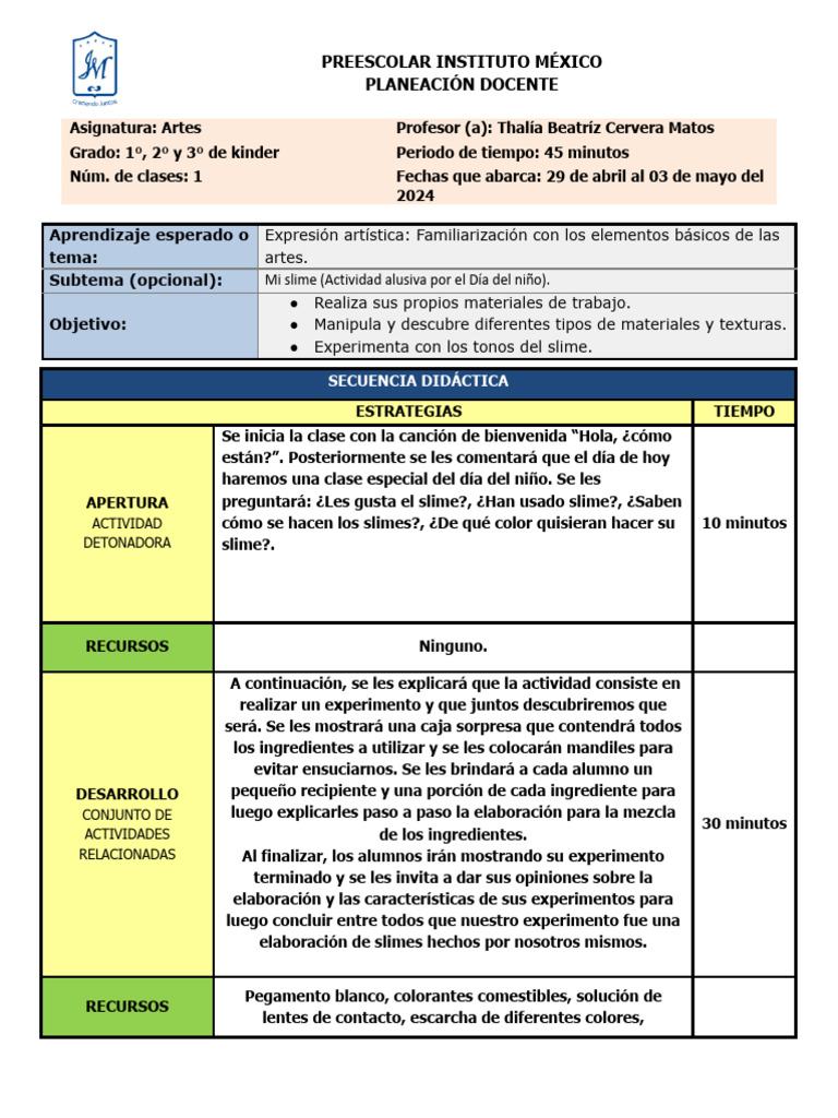 Kinder Planeacion Semanal Im | PDF | Educación de la primera infancia