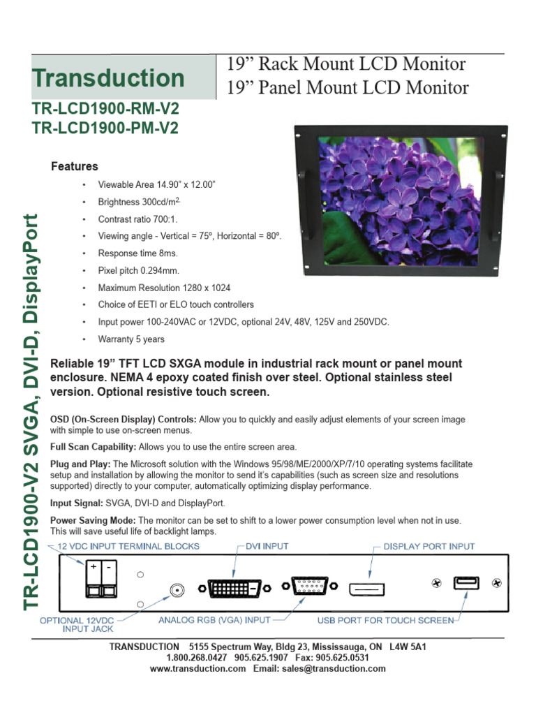 19" Rack & Panel Mount LCD Monitors | PDF | Computer Monitor | Display ...