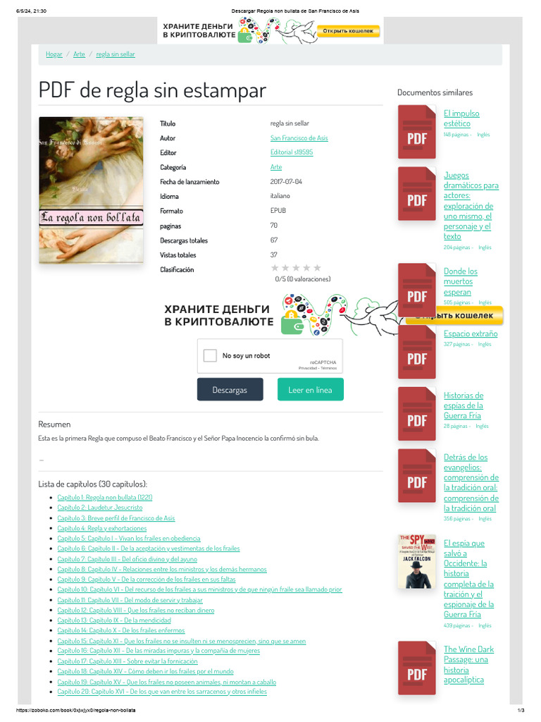 Regola Non Bullata: Guía Franciscana | PDF | Francisco de Asís