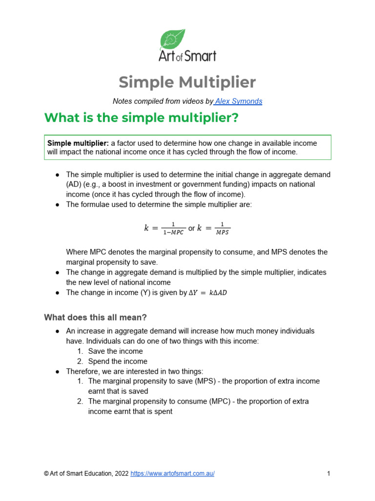 Understanding the Simple Multiplier | PDF | Fiscal Multiplier ...