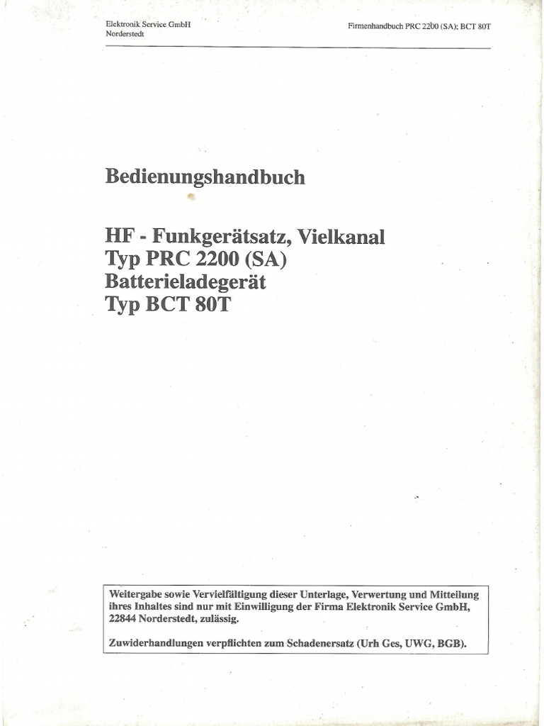 PRC-2200 User DE W2HX 1992 | PDF