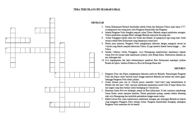 LKPD Teka Teki Silang Ips Sejarah Lokal | PDF | Perjalanan | Sejarah