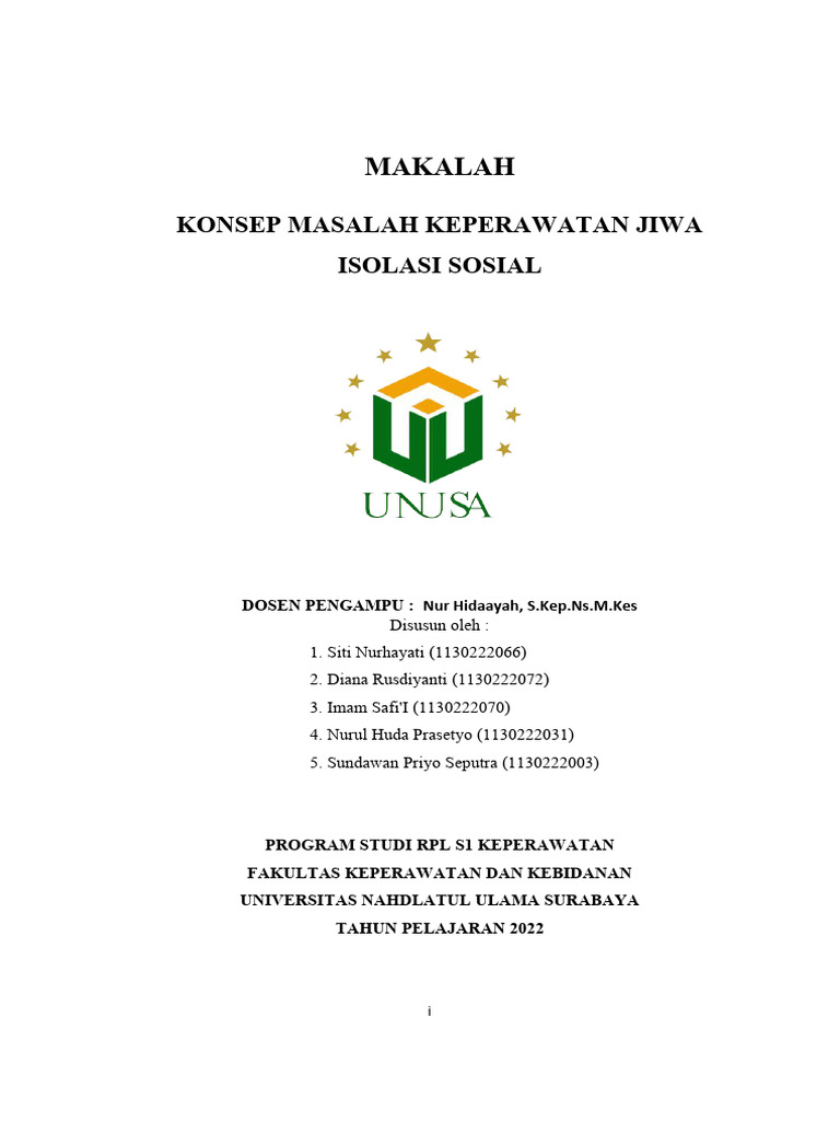 Makalah ISOLASI - SOSIAL Kelompok 2 RPL 2022 Done | PDF