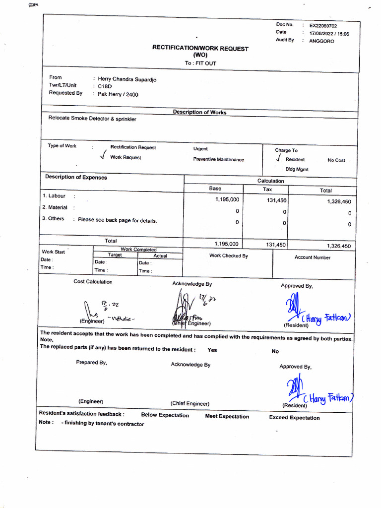 Rectification Work Request Summary | PDF