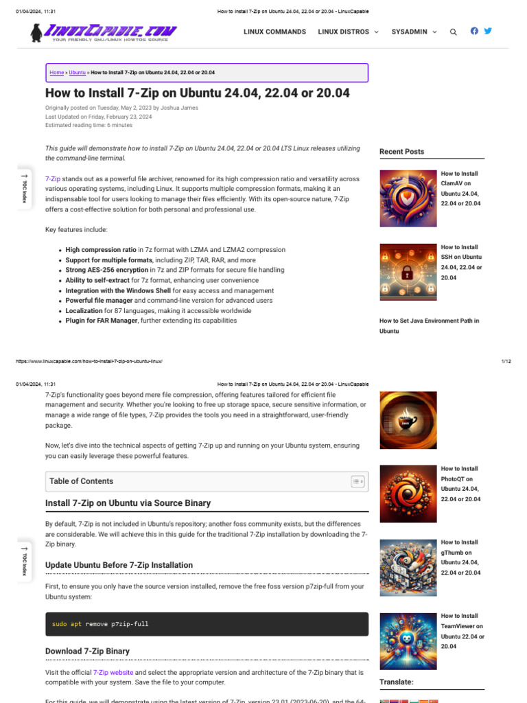 How To Install 7-Zip On Ubuntu 24.04, 22.04 or 20.04 - LinuxCapable ...