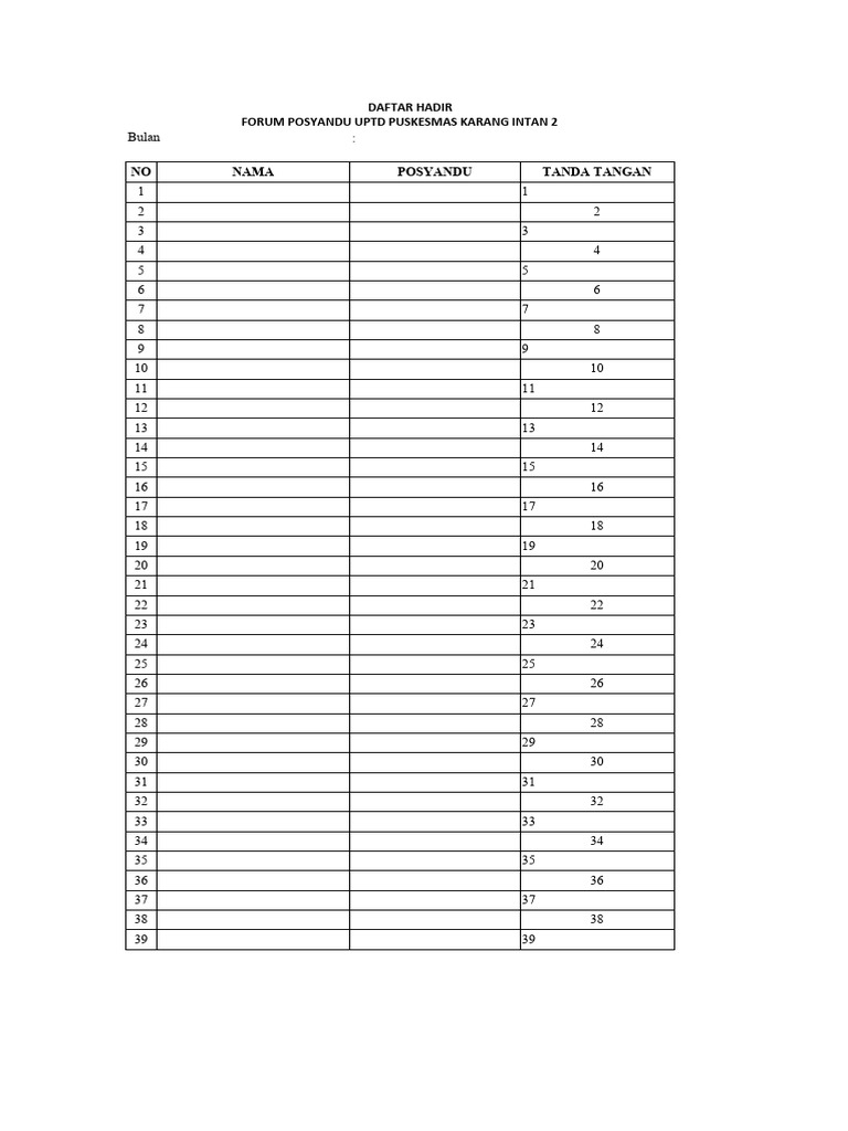 DAFTAR HADIR Kader | PDF