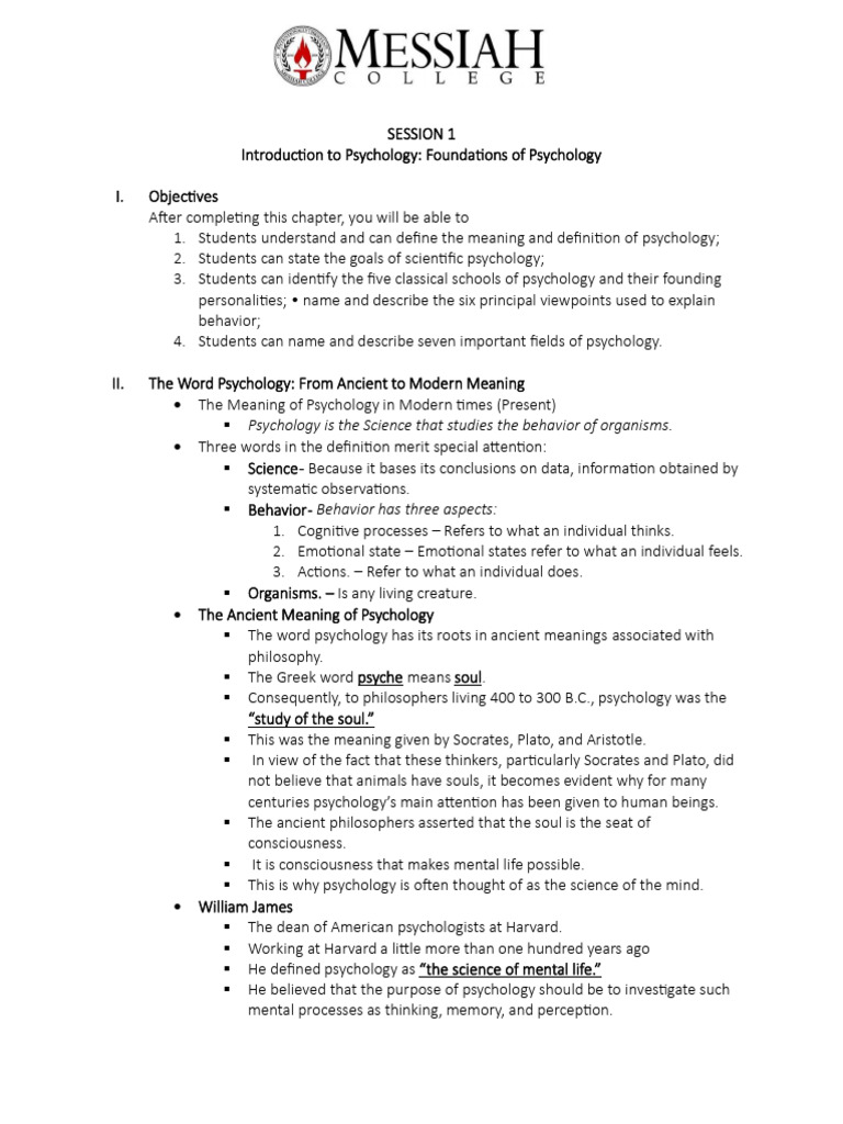 SESSION 1 Intro To Psychology | PDF | Psychology | Psychoanalysis SESSION 1 Intro To Psychology | PDF | Psychology | Psychoanalysis