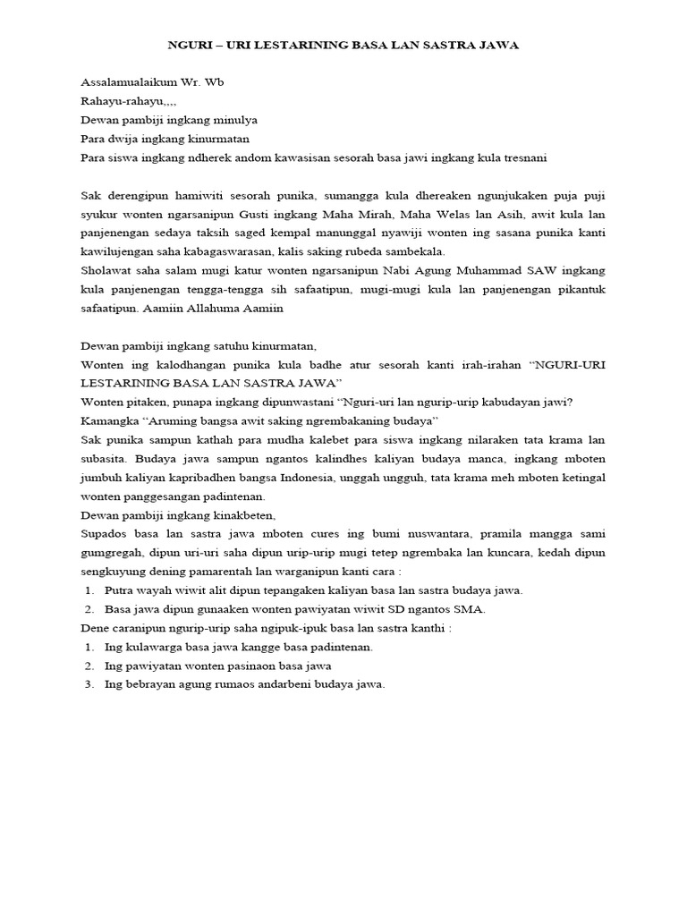 SESORAH BASA JAWA | PDF