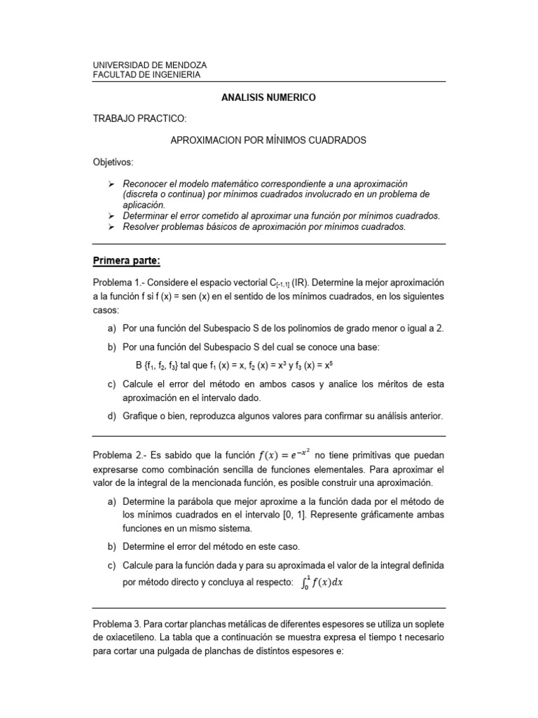 Análisis Numérico: Mínimos Cuadrados | PDF | Integral | Mínimos cuadrados