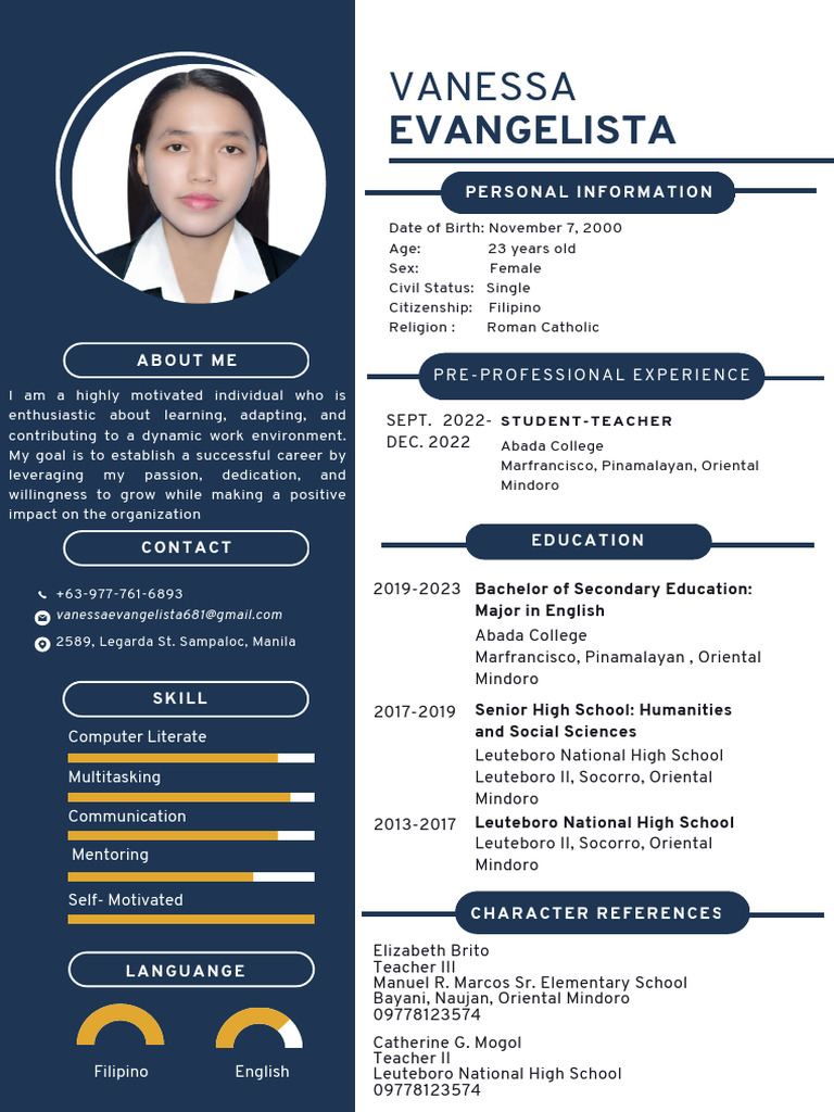 Navy & White Modern Professional Resume | PDF