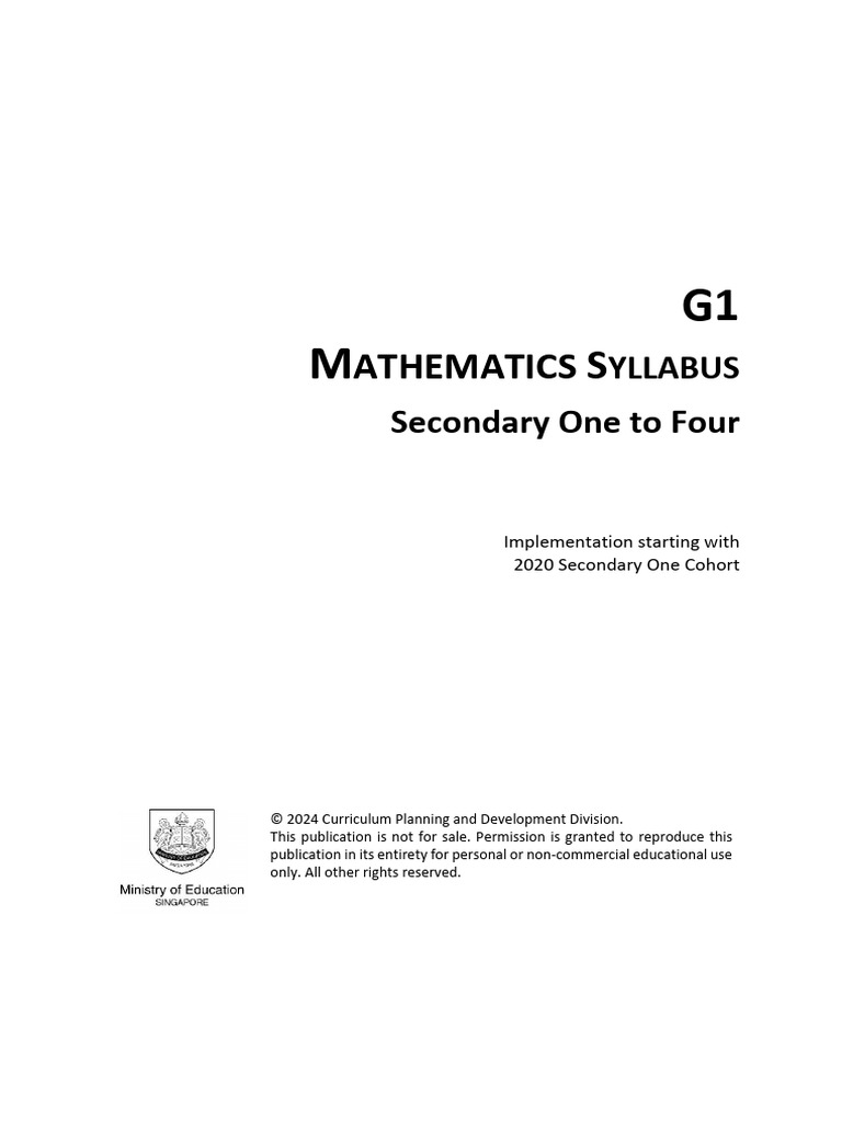 2020 G1 Mathematics Syllabus | PDF | Mathematics | Trigonometric Functions
