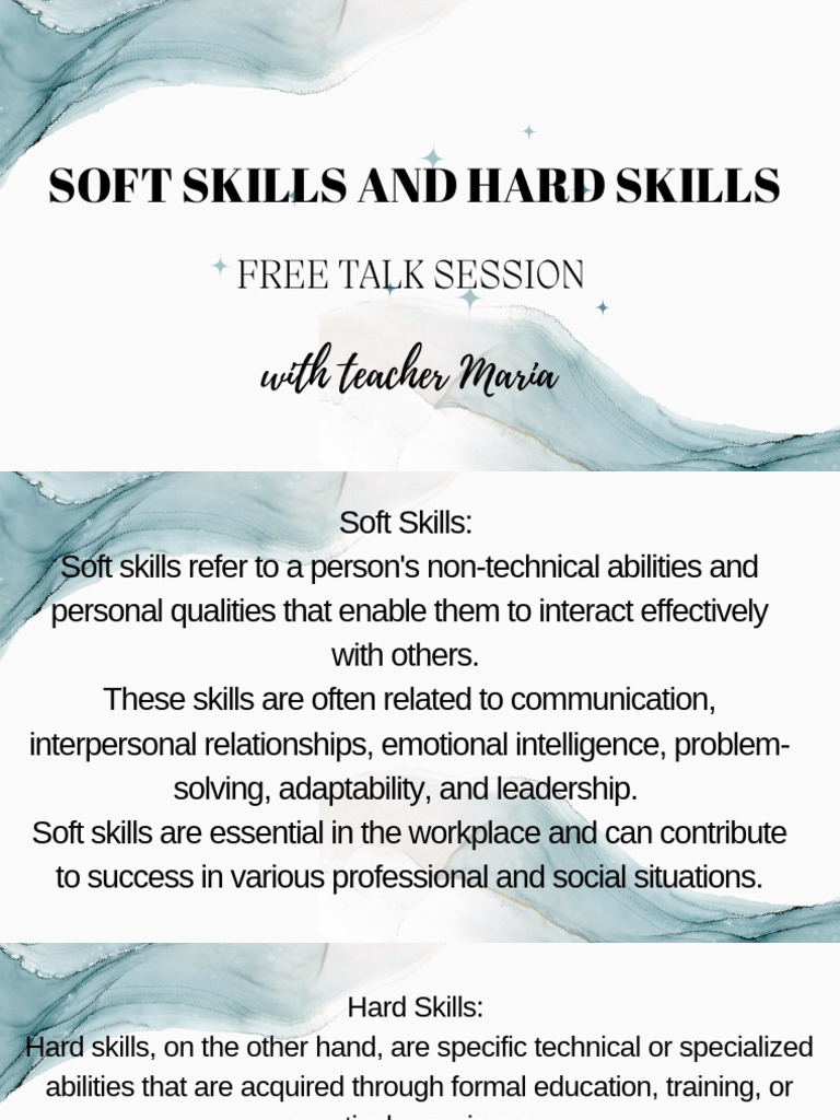 Free Talk-SOFT and HARD SKILLS | PDF | Skill | Intelligence