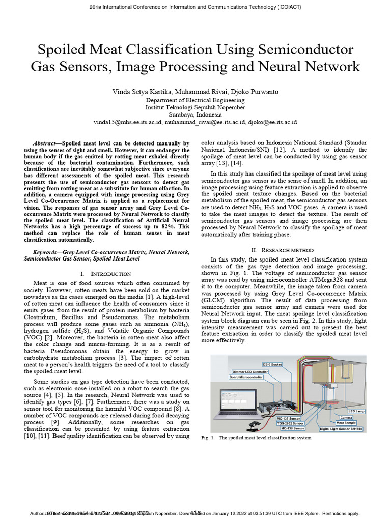Spoiled Meat Classification Using Semiconductor Gas Sensors Image Processing and Neural Network ...
