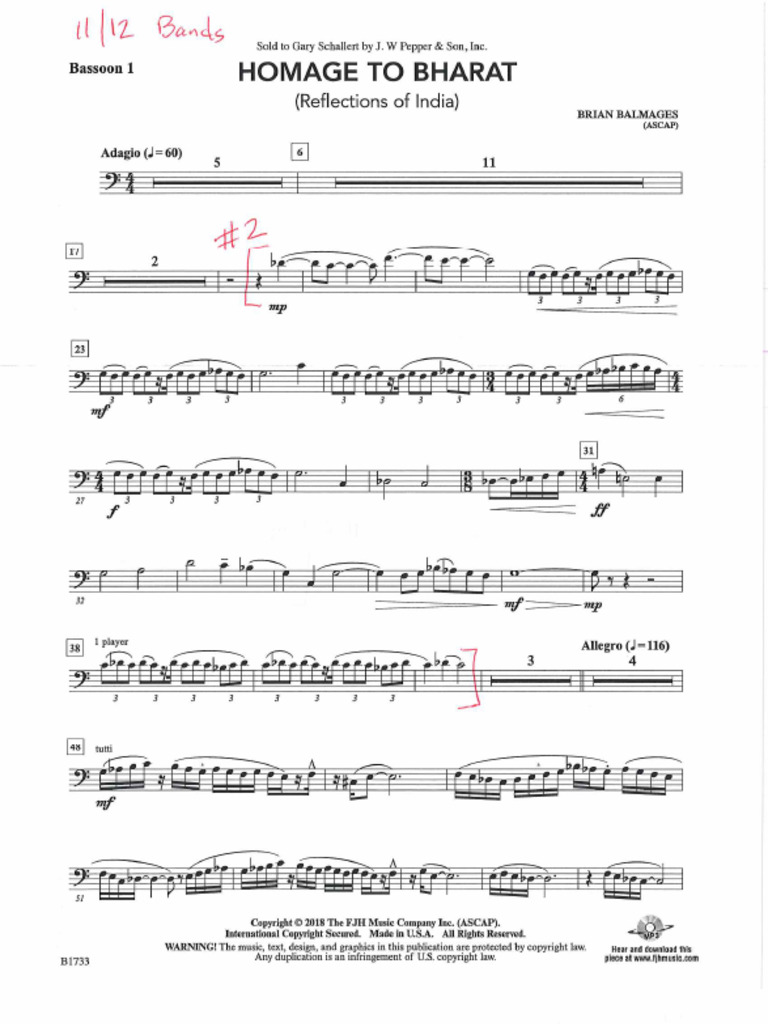Homage To Bharat (Bassoon Part) - Brian Balmages | PDF
