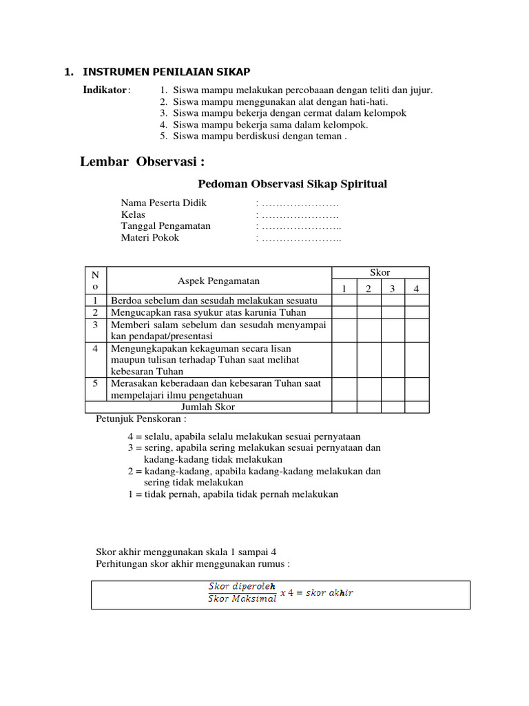 Instrumen Penilaian Siswa TEFA UDANG SMKN 1 NUNUKAN | PDF | Karier & Perkembangan