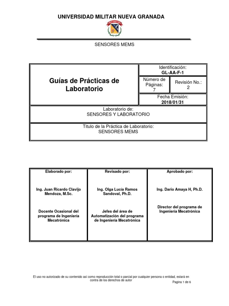 Sensores Mems (Pos - Angular) 2024 - 1 | PDF | Laboratorios | Electrónica