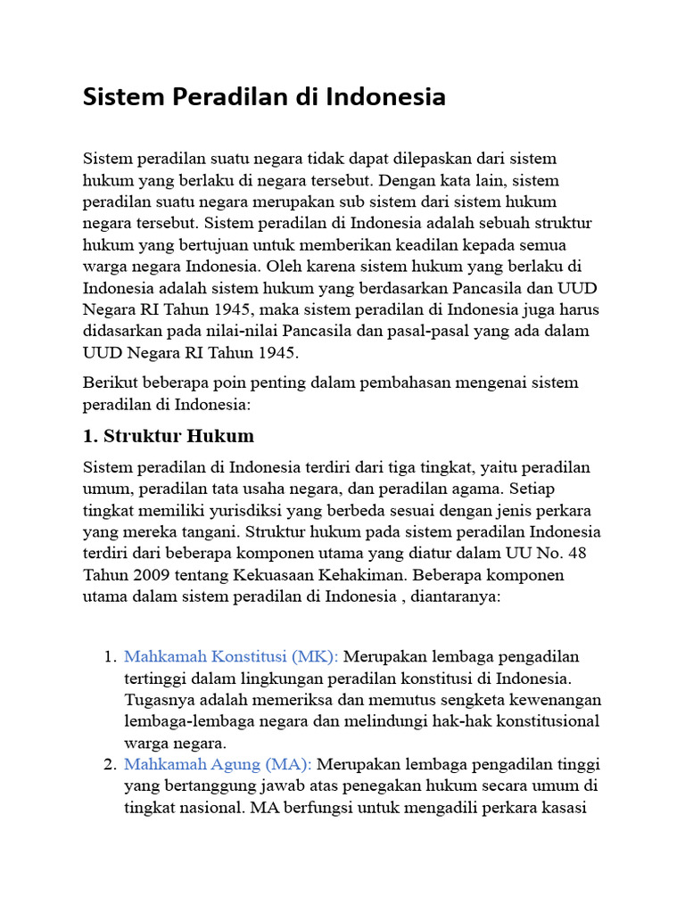 Struktur dan Prinsip Peradilan Indonesia | PDF